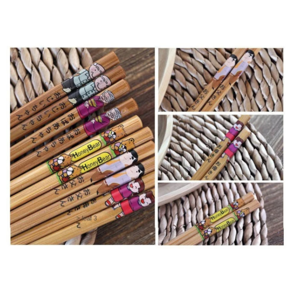 5 Pairs of Bamboo Chopsticks - Traditional Cutlery Set for Asian ...