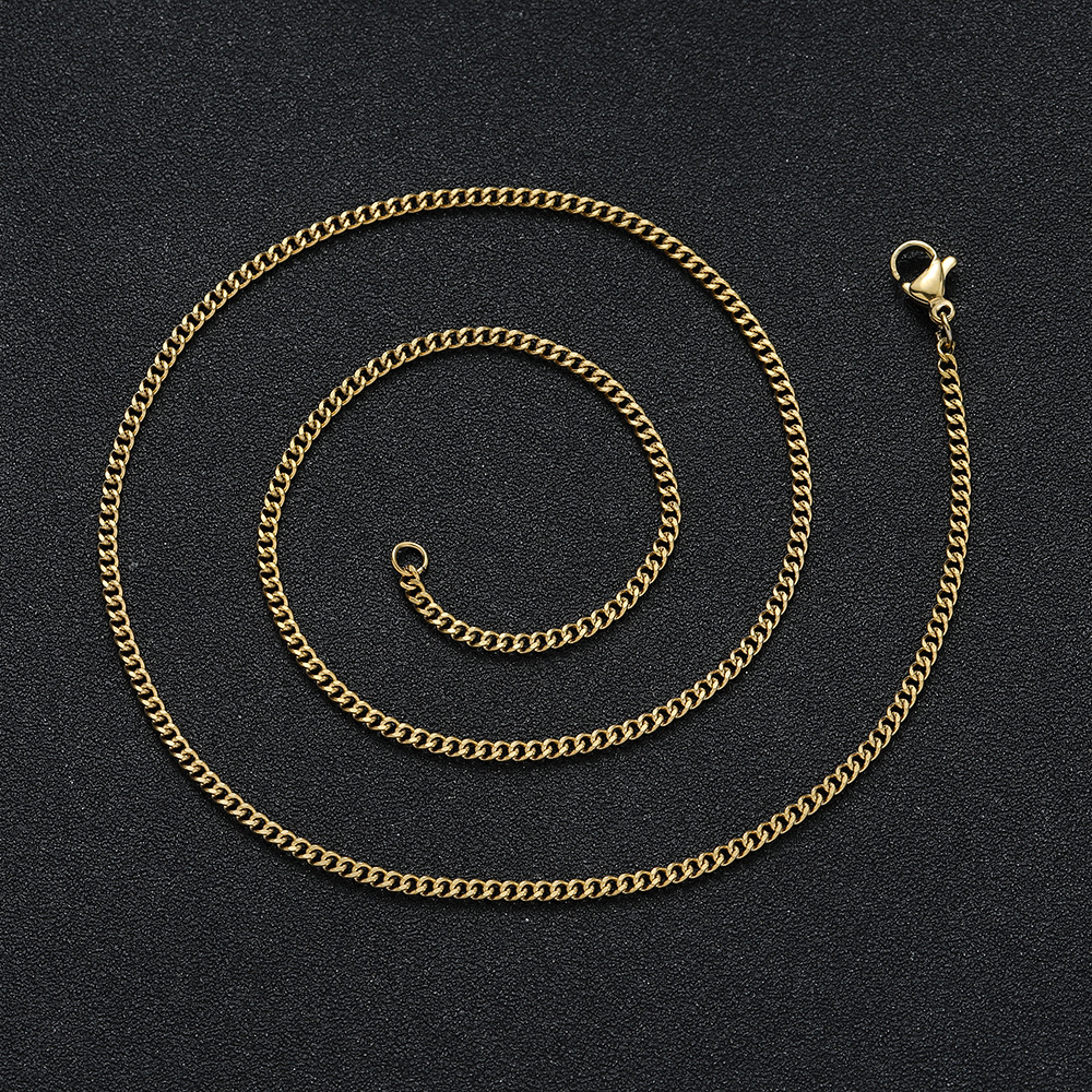 2mm2 face ground Cuban necklace lobster clasp wide matching chain men's ...