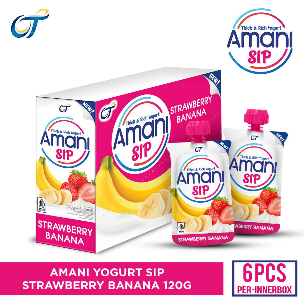 Amani Yogurt SIP Strawberry Banana - 6 Pcs | Lazada Indonesia