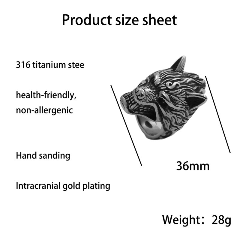 【Essential Good Item】Jewelry titanium steel wolf ring retro trendy men ...