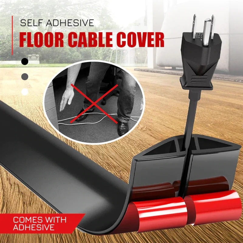 1M Floor Cord Cover Self-Adhesive Floor Cable Cover Extension Wiring ...