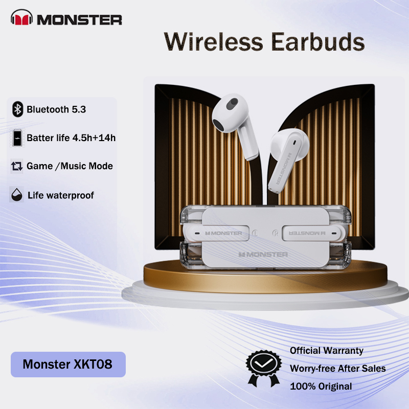 Monster XKT08 BT5.3 Bluetooth Wireless Gaming Headset, Wireless ...
