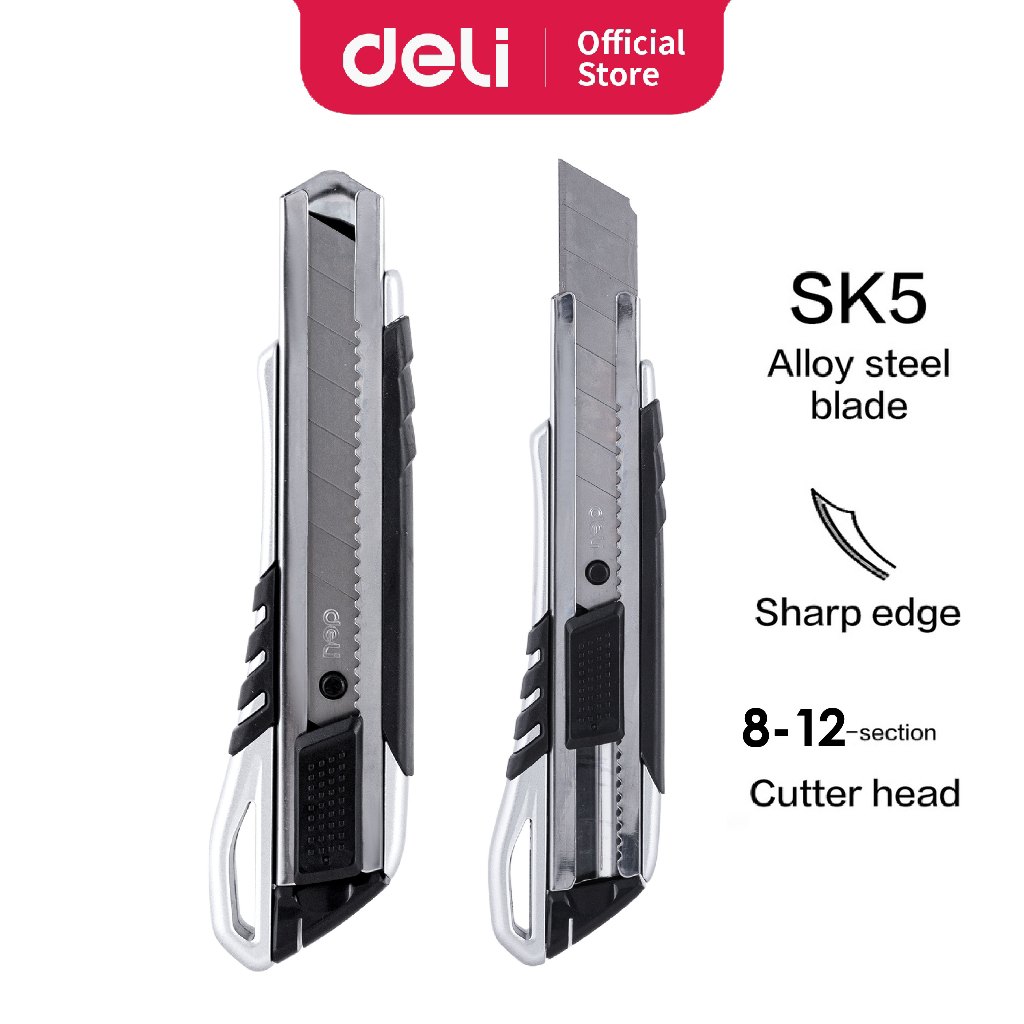 Deli Exceed Utility Cutter Knife with SK5 Steel Blade Alloy Body Mata ...