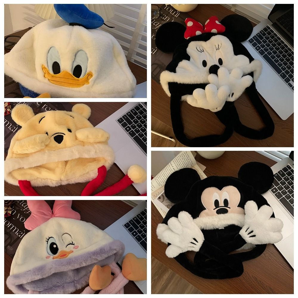 Soft Minnie Mickey Cap Winnie Bear Cartoon Hat Ear Protection Hat ...