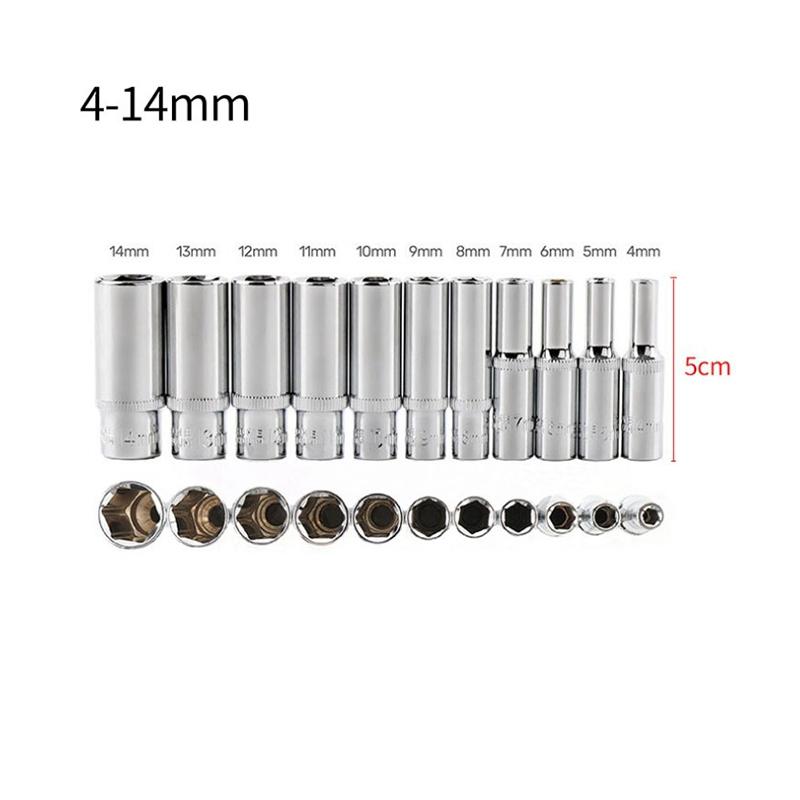 11 pcs 1/4 inch Drive Deep Socket Set CRV Hand Tools 6 Point Long ...