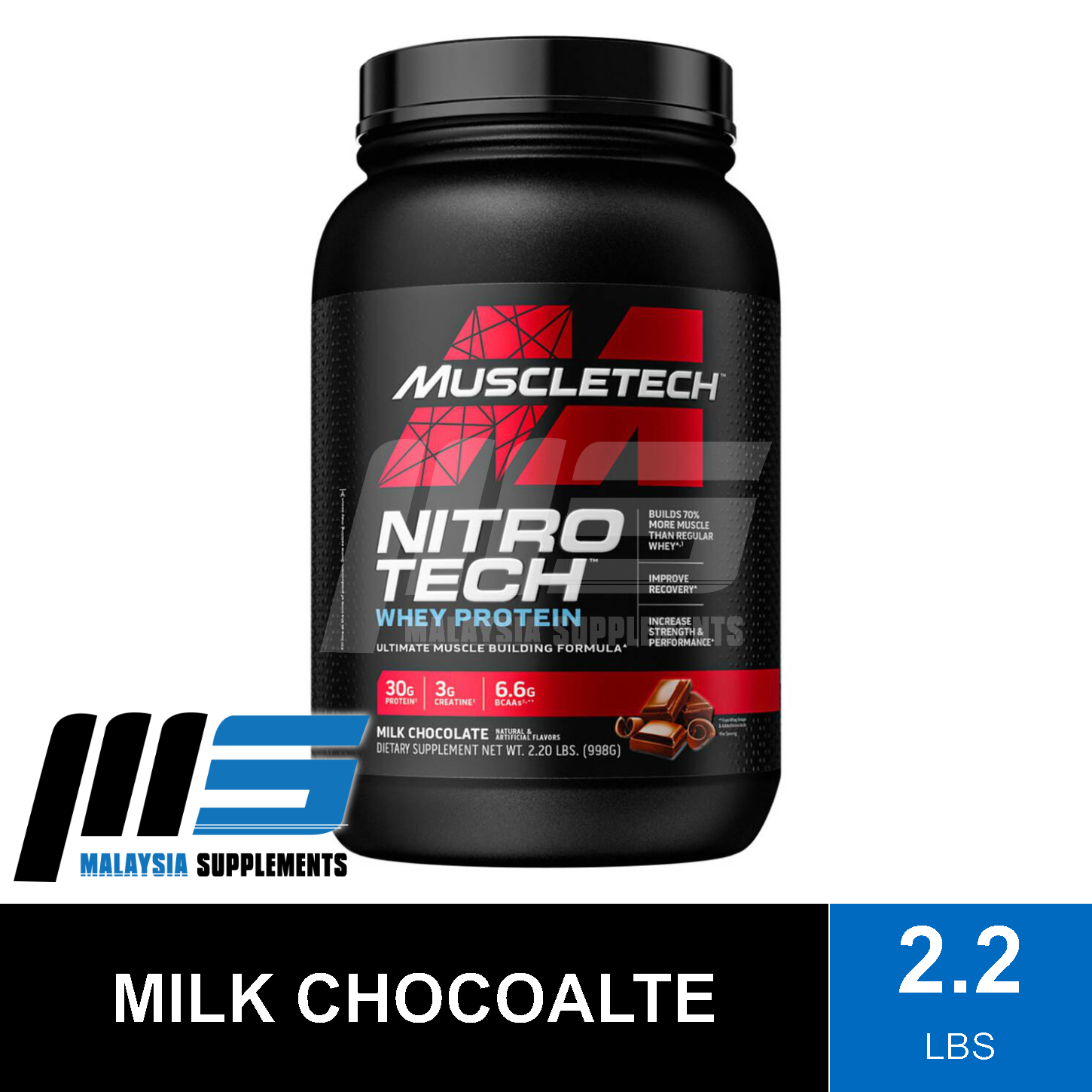 MuscleTech Nitro Tech 2.2lbs | Whey Peptides & Isolate | Protein ...