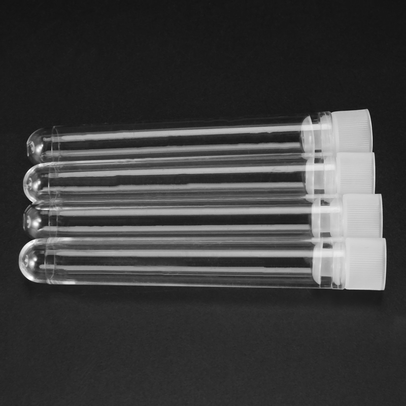 100Pcs Clear Plastic Test Tubes with White Screw Caps Sample Containers ...
