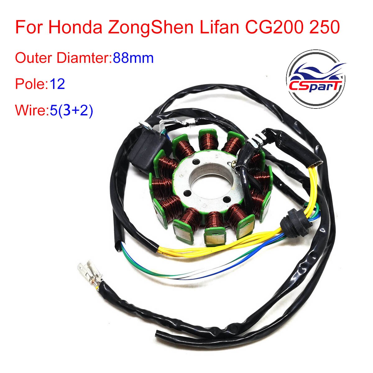 Magneto Stator 12 Pole Coil 5 Wire 200C 250CC CG Bashan Shineray ...