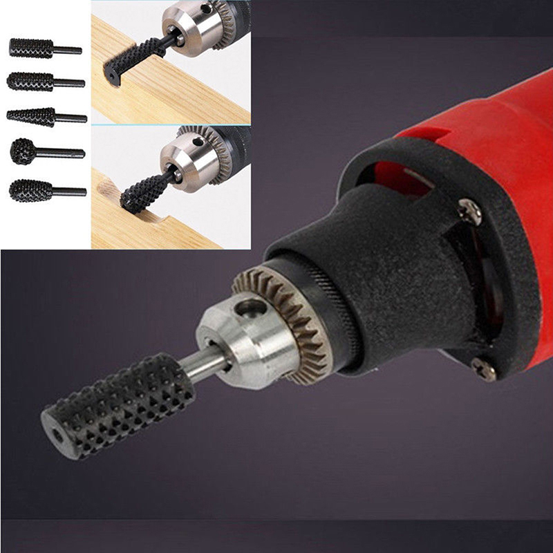 1/4'' 3MM Shank Wood Drill Bit Mini Rotary Rasp File Burr Set 5/6PCS ...
