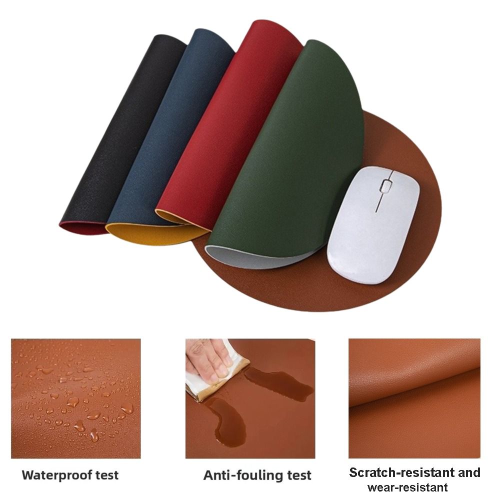 Office Desk Double-side Leather Mouse Pad Solid Color Stain-Resistant ...