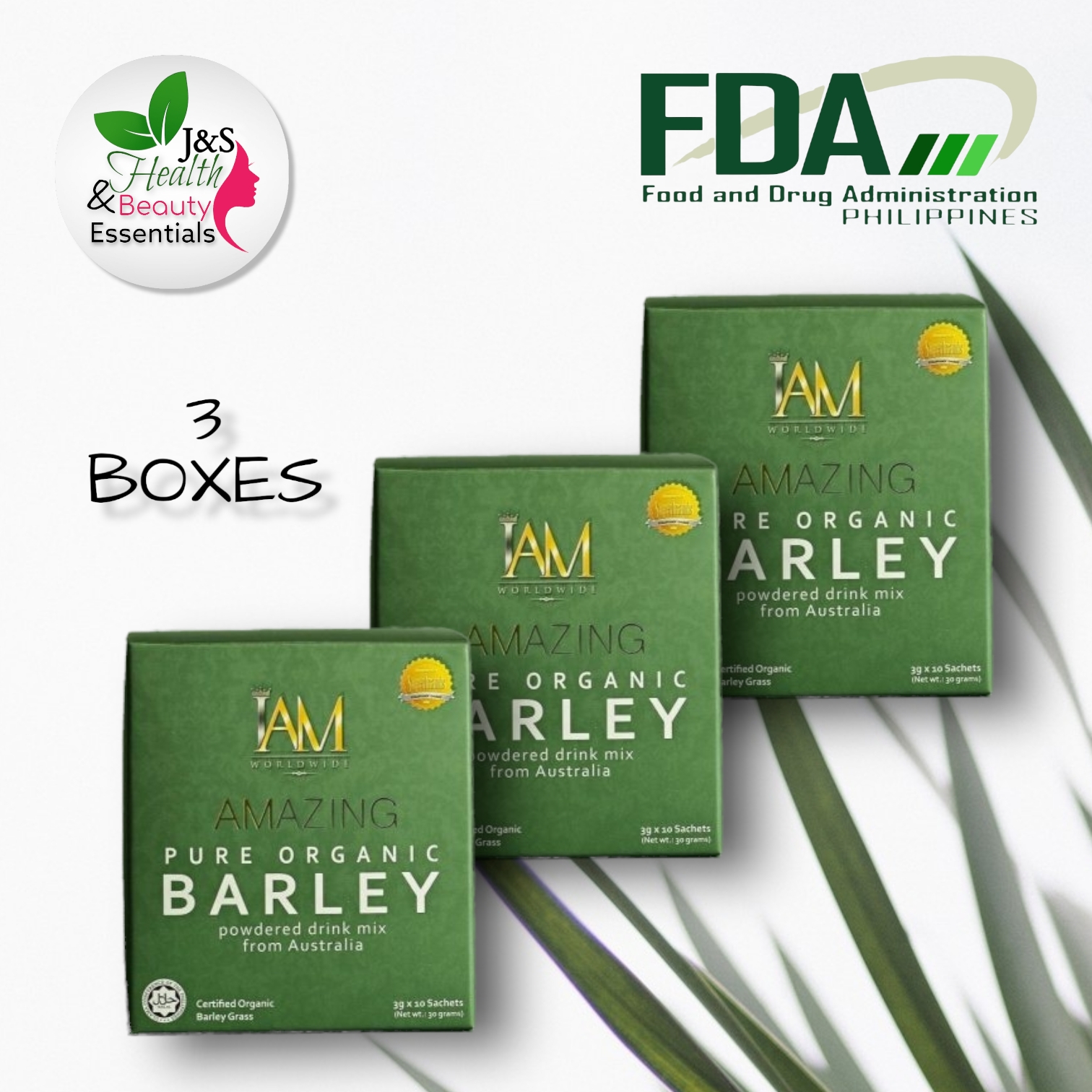J&S | 3 Boxes IAM Worldwide Amazing Pure Organic Barley (10 sachets/box ...