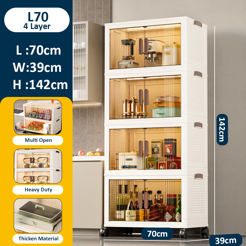 3/4/5 Layers Stackable Storage Box Cabinet Organizer Multipurpose ...