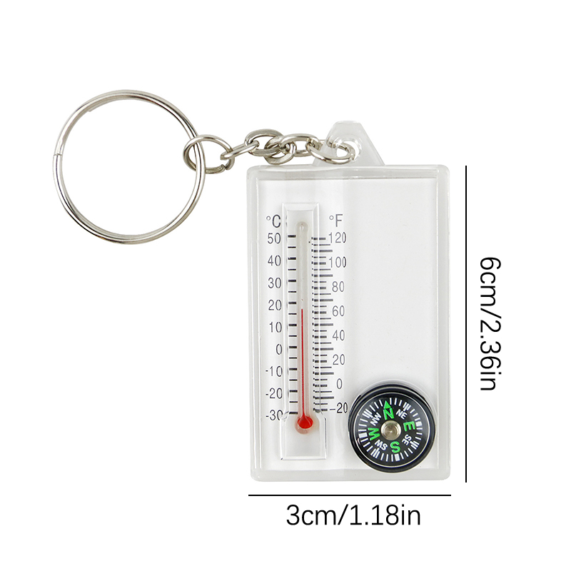 Outdoor Carabiner Compass Pointer Mini Keychain Thermometer Compass Key ...