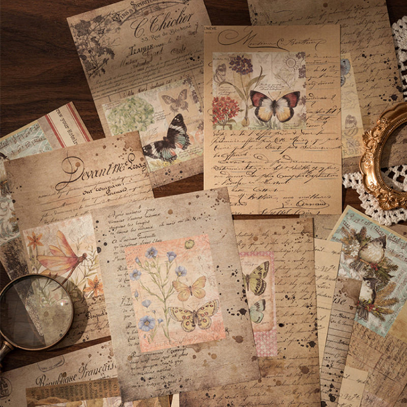 Vintage Old Time Theme Material Paper Diy Scrapbook Backing Collage ...