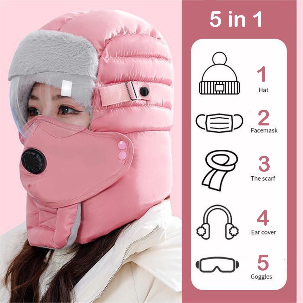 5 in Windproof Full Face Cover Hats Warm Outdoor Winter Goggles Hat ...