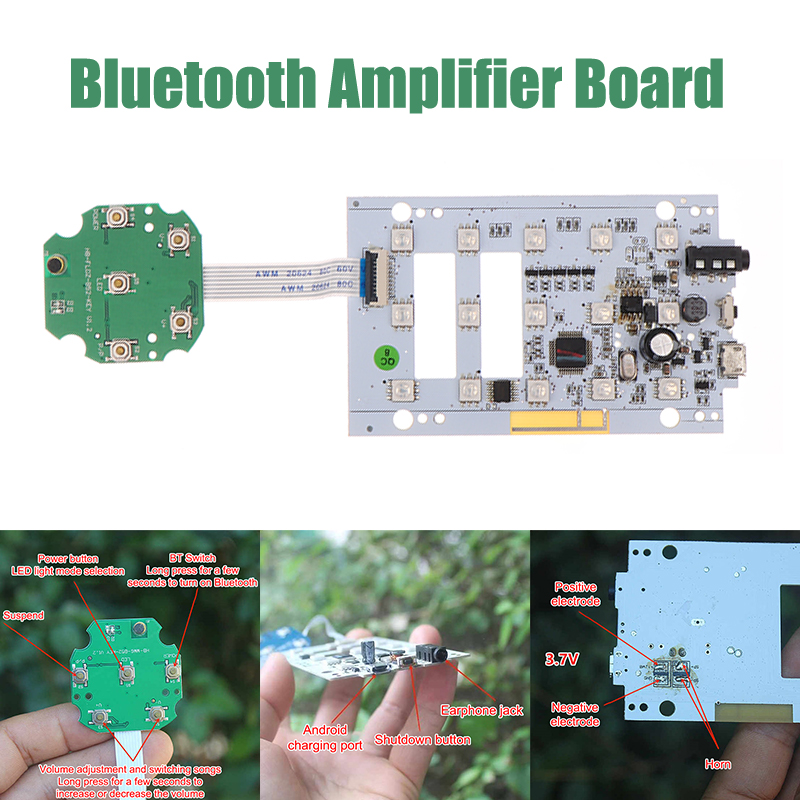 1Pc Colorful Lights Multifunction Bluetooth Receiver Audio Amplifier ...
