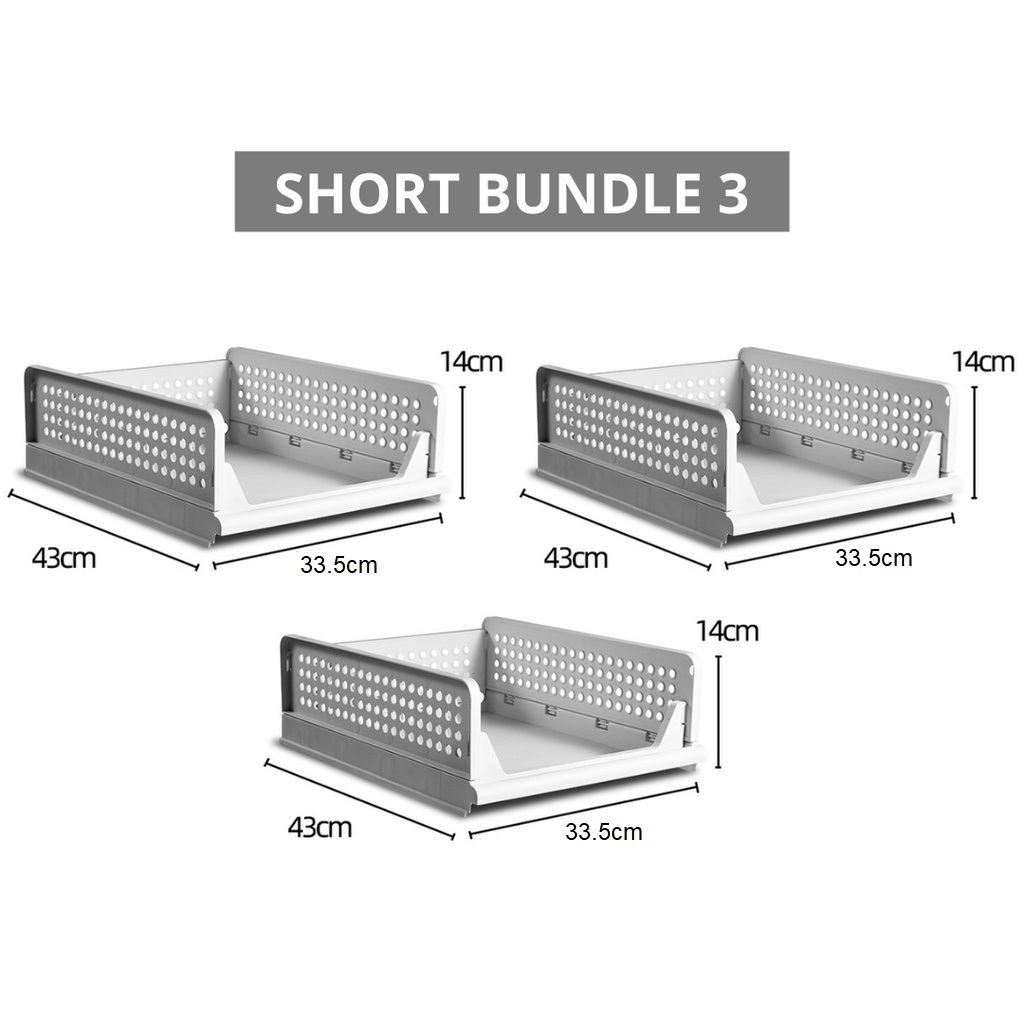 [Bundle of 3] Stackable Storage Organiser Multi Purpose Sliding Basket ...