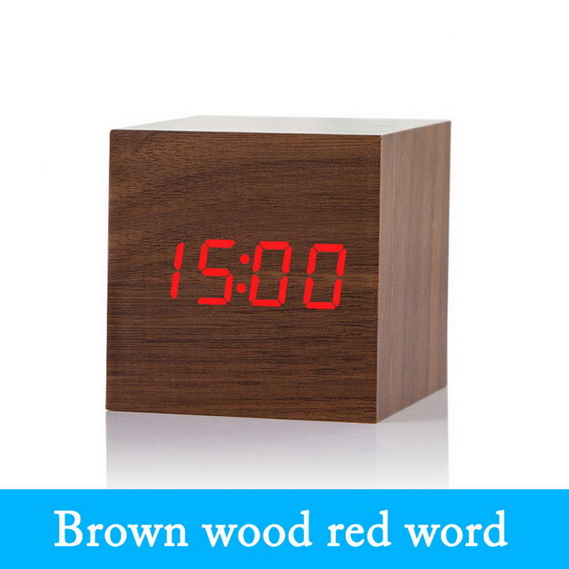 【Special offer】【Special offer】LED Wooden Alarm Clock Watch Table Voice ...
