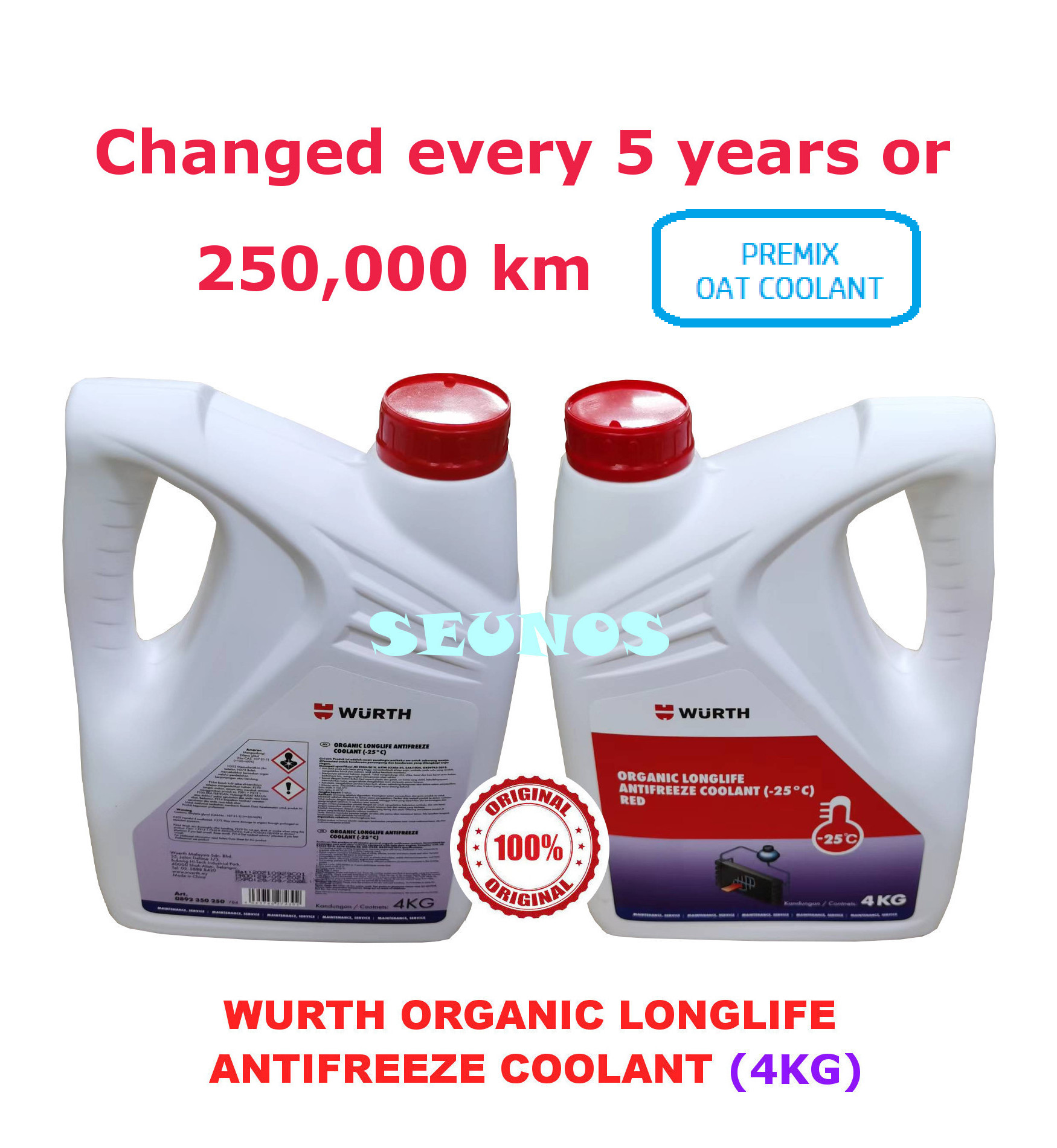 100% Original Wurth Organic Long Life Antifreeze Coolant (4KG) | Lazada