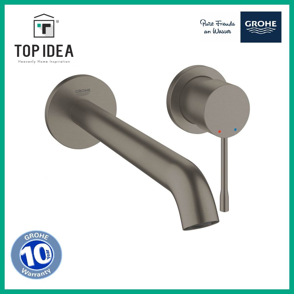 GROHE Essence Wall Basin Mixer L-Size With Universal Concealed Body | Black | Adj. Mousseur ...