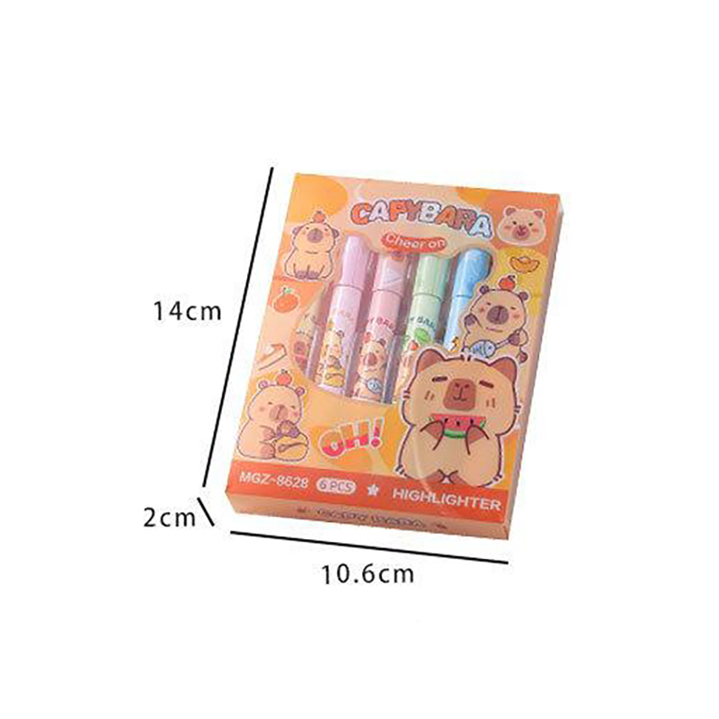 6Pcs Cute Cartoon Capybara Highlighter Pen Writing Smooth Quick-Drying ...