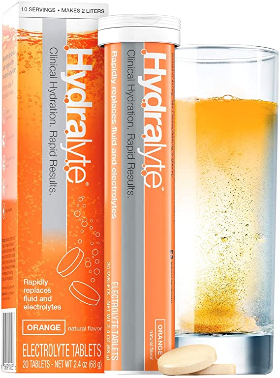 Hydralyte Electrolyte Effervescent Hydration Orange Flavor Tablets (2.4 ...