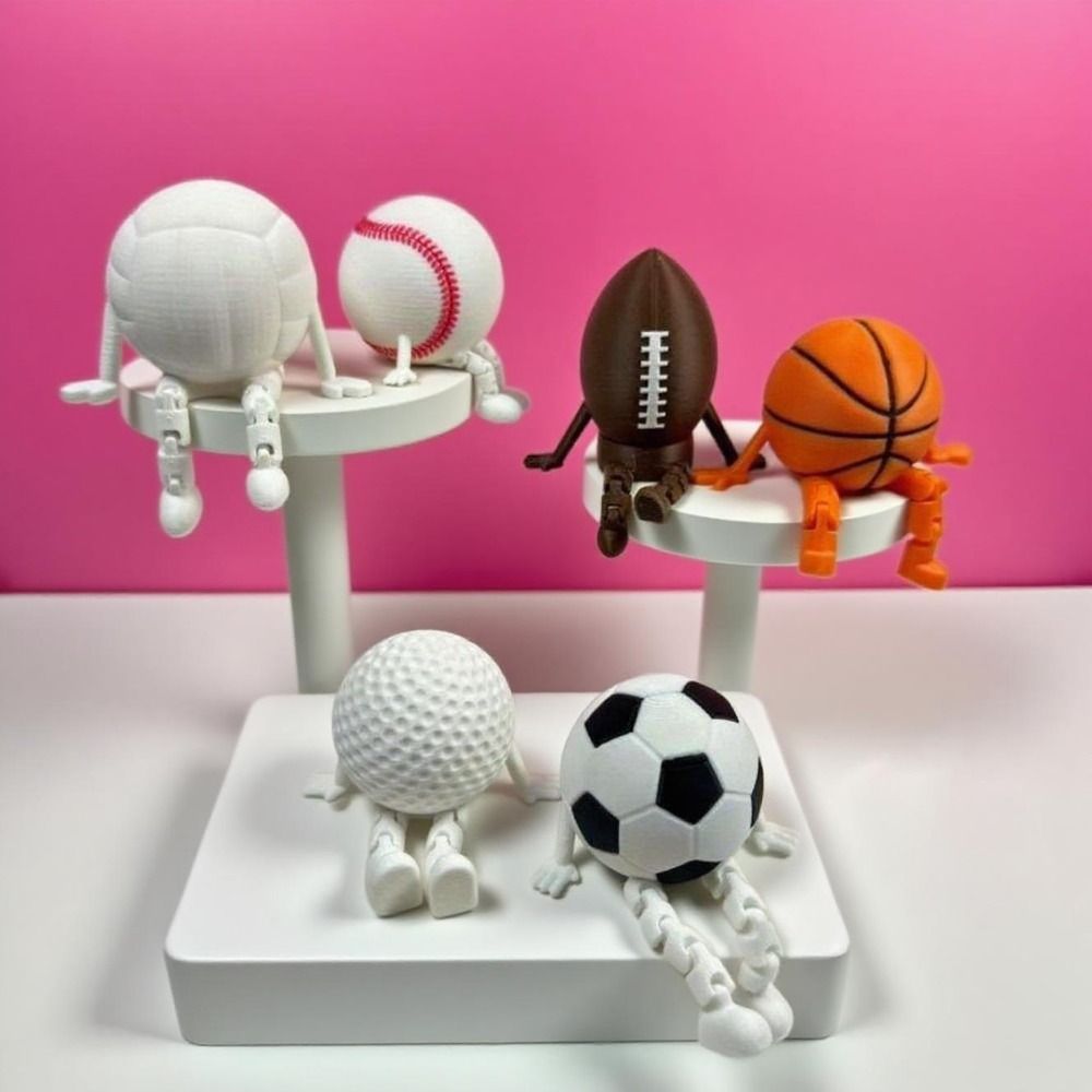 Miniature 3D Printed Sports Ball Figurine Desktop Ornament Articulated ...