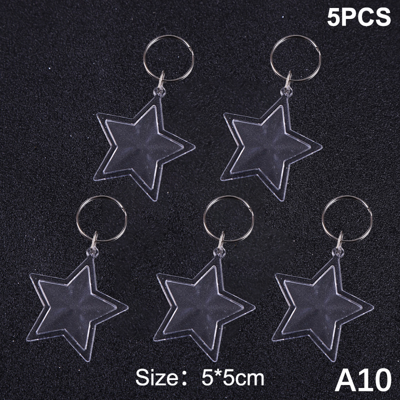 5pcs Blank Photo Frame Keychain Acrylic Keyring Insert Photo Split Key ...