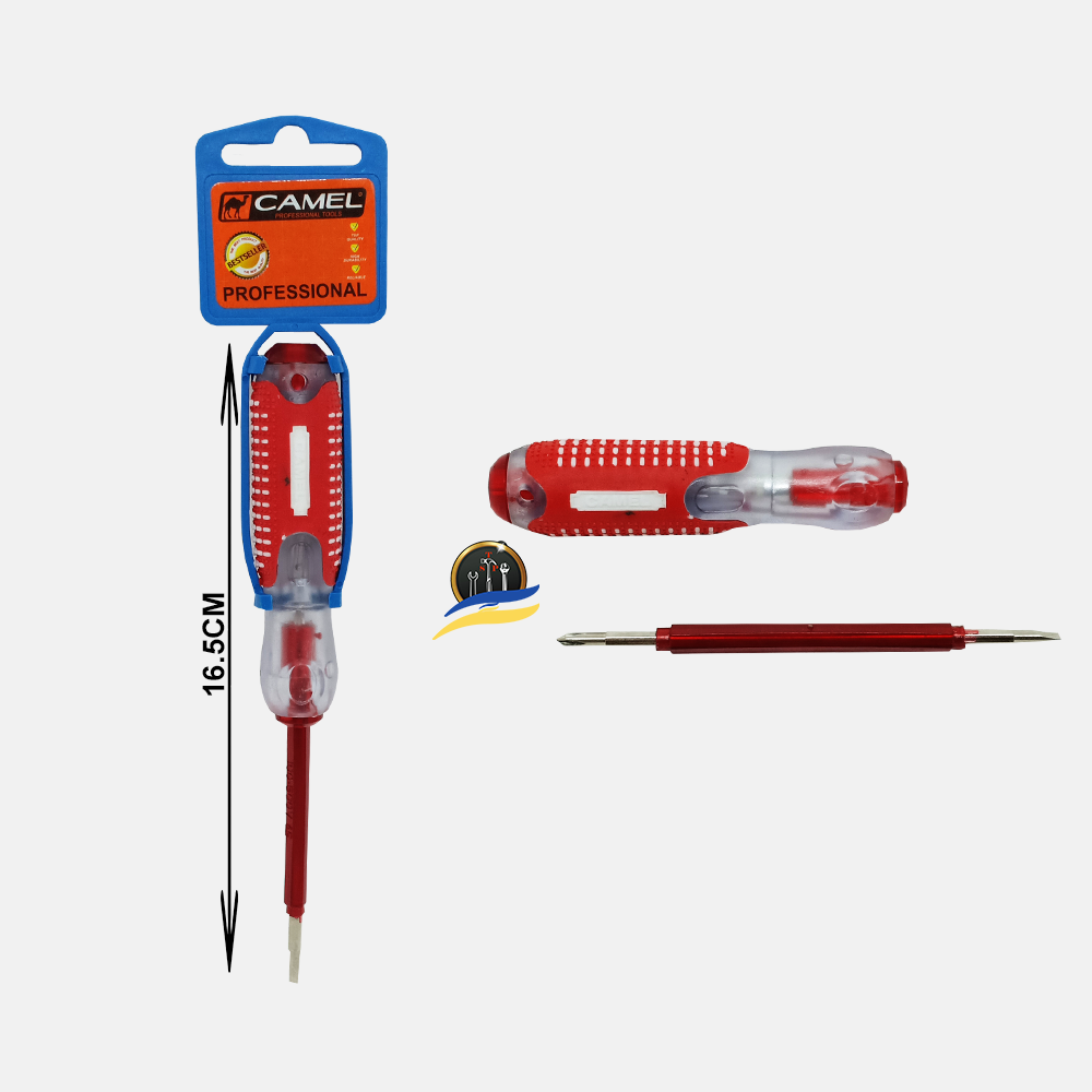 Obeng Tespen Plus Minus Bolak Balik Gagang Karet 6.5 Inch Camel ...