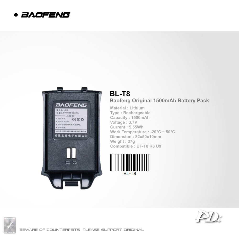 BL-T8 Baofeng Original 1500mAh Battery PAck | Lazada
