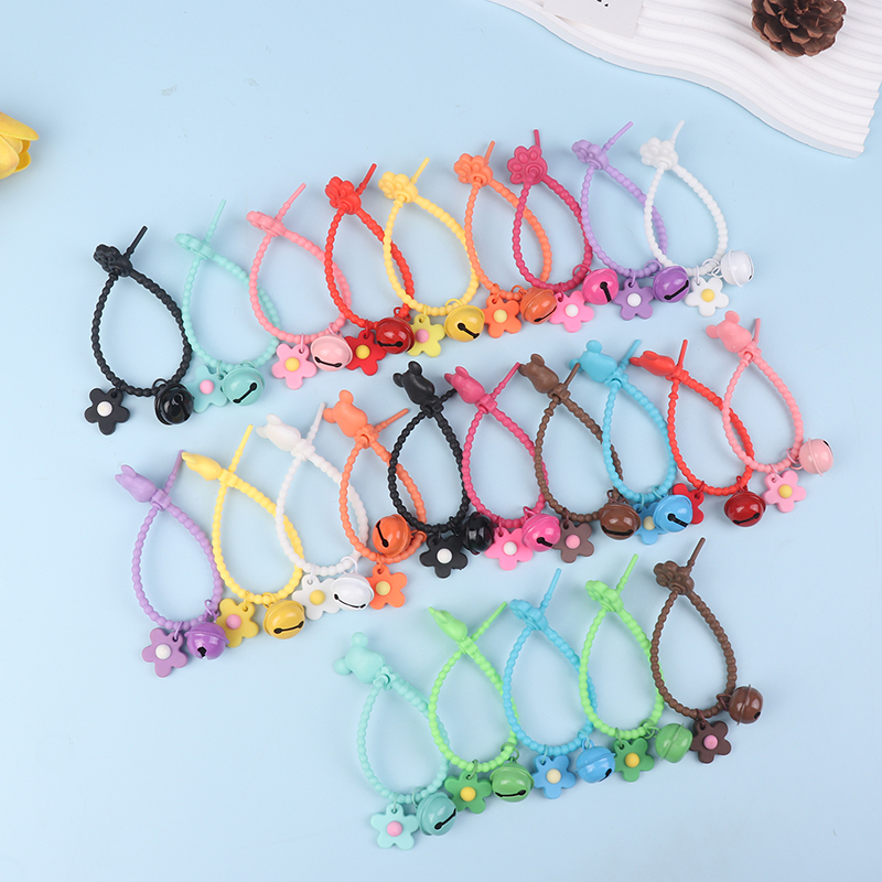 Sweet Candy Color Bear Claw Bell Keychain Silica Gel Twist Wire Floral ...