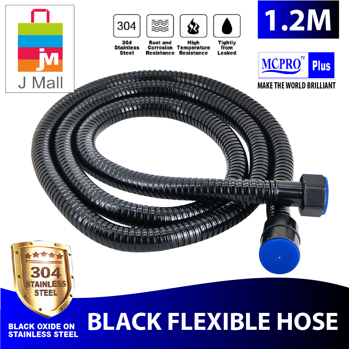 MCPRO PLUS STAINLESS STEEL SUS304 PREMIUM BLACK FLEXIBLE HOSE BIDET 1 ...