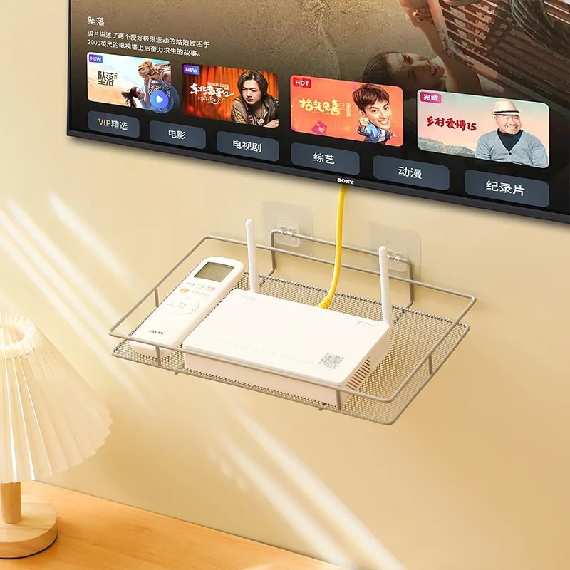 Multi-function Router Rack Wifi Wall Rack Punch-free Wall Hanging TV ...