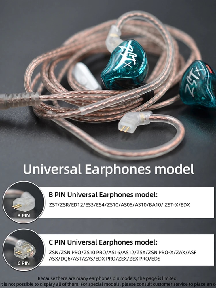 KZ Original Cable High-Purity Copper Twist Earphone Wire B/C Pin For ...