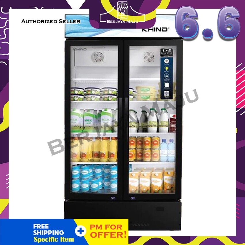 Khind 600L 2 Door Display Showcase Upright Chiller KDS600 (Black) | Lazada