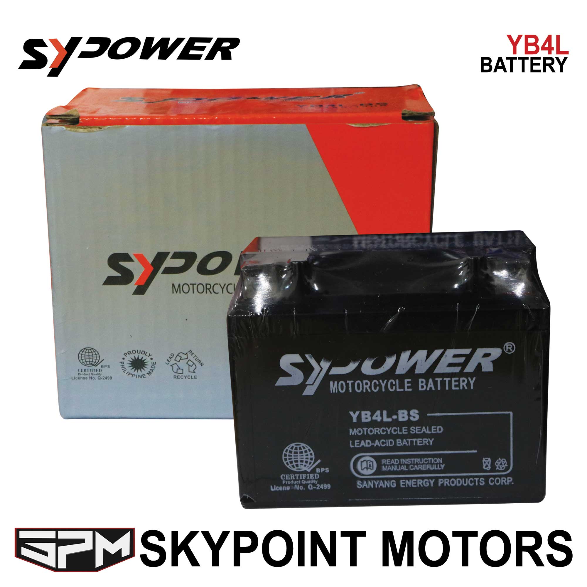 SYPOWER BATTERY YB4L SANYANG (PB) (9703-010) | Lazada PH