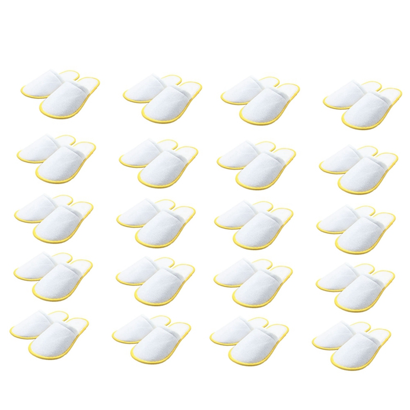 20 Pairs of White Towelling Hotel Disposable Slippers Terry Spa Guest ...