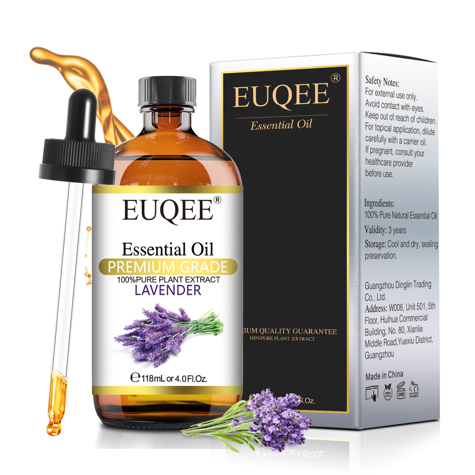 EUQEE 118ML Lavender Essential Oils with Glass Dropper Jasmine ...