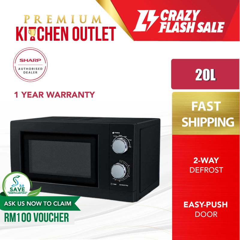 Sharp 20L Mechanical Dial Flatbed Microwave Oven R2121FGK | 2-Way ...