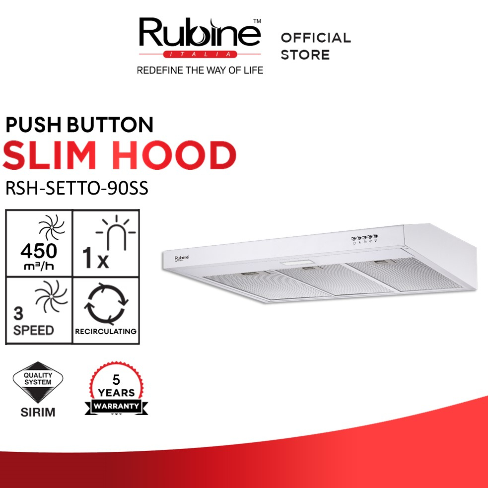 RUBINE RSH-SETTO-90SS Slim Hood | Lazada