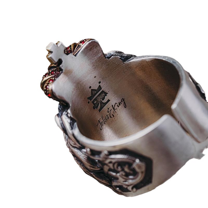 【Countdown Deal！】925 Personality Carved Aggressive Lion Opening Men's ...