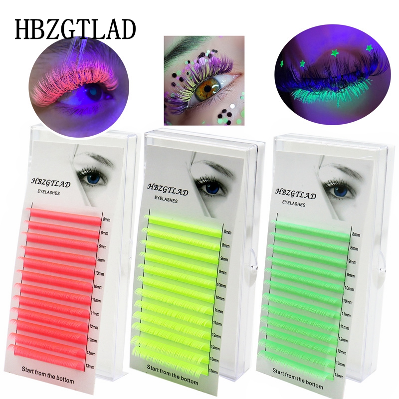 New Glow under UV light Lashes 8-13mm mix length C/D false lashes ...