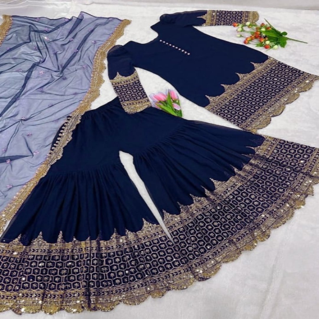 Eid Collection | Stitched Silk Sequence Embroidered Kurti With Garara ...
