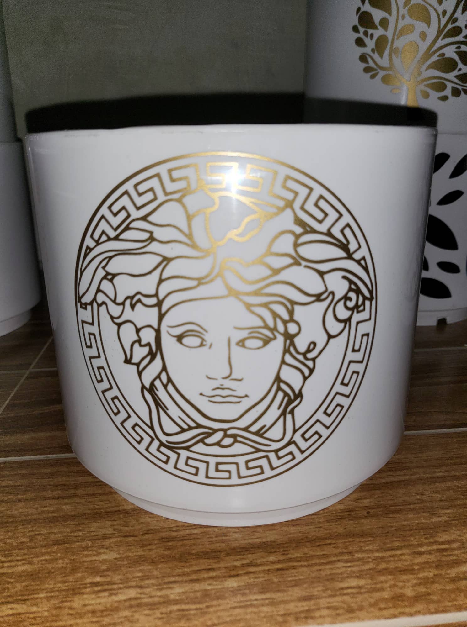 beautiful design white printed pots for plants 6.5x5.5 inches - indoor ...