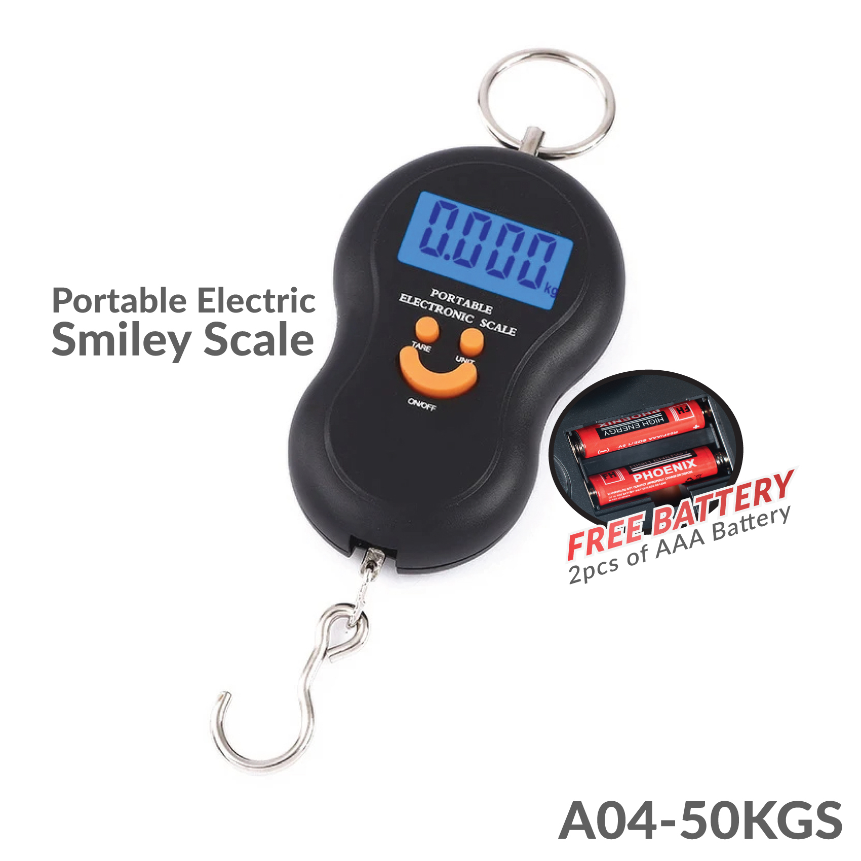 Portable Electric Smiley Scale 50kg Travel Fishing Hanging Digital ...