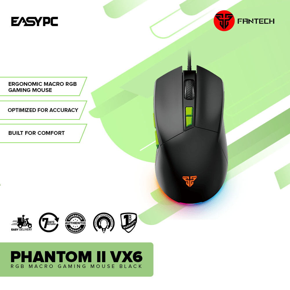 EasyPC | Fantech PHANTOM II VX6 RGB Macro Gaming Mouse Black or White ...
