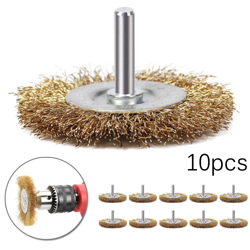 10PC 50mm Copper Plated Steel Wire Metal Grinding Rust Paint Removal ...