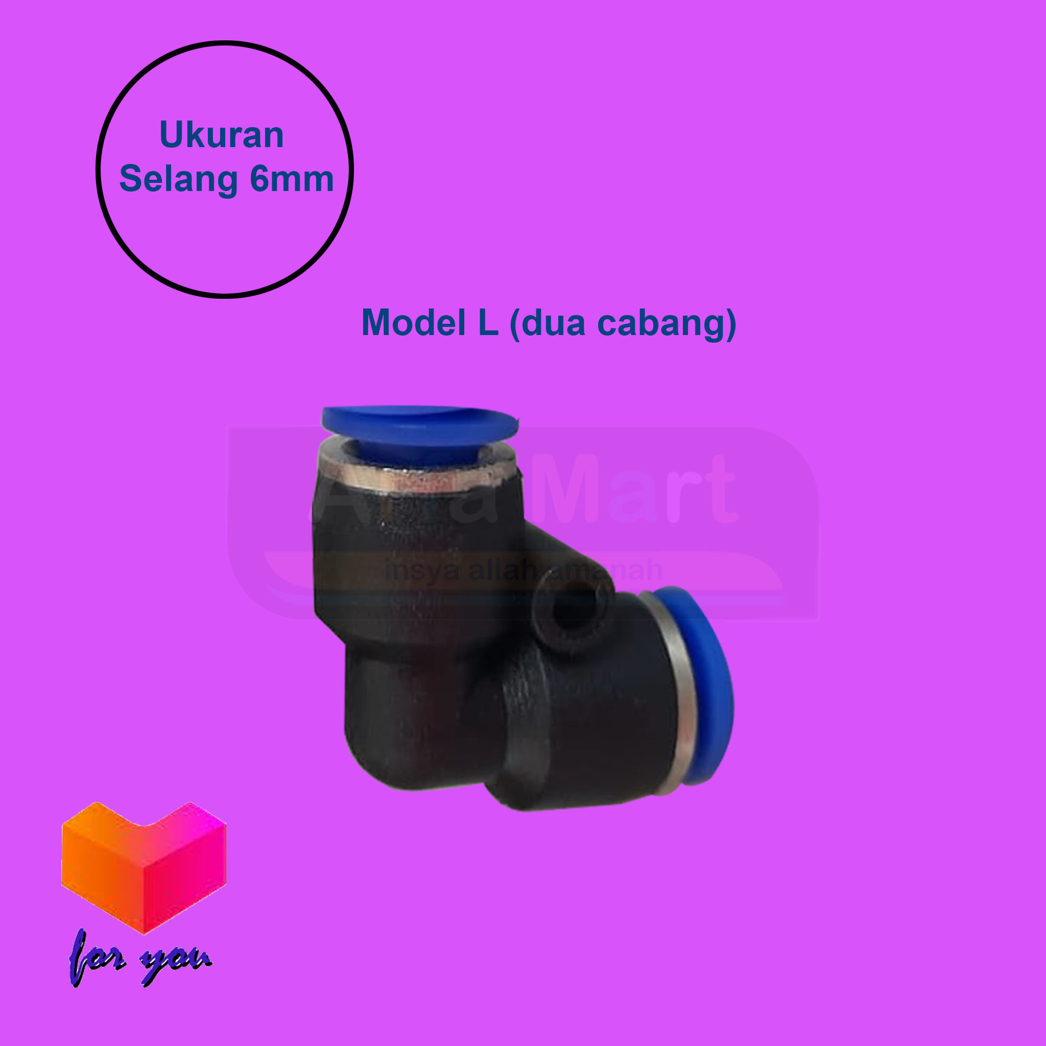 Sambungan selang 6mm / slip lock 6mm / fitting selang 6mm / cabang ...