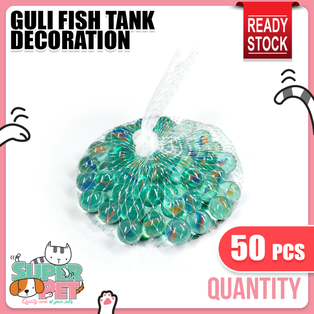 Aquarium Glass Marbles Decoration 15MM Guli Fish Tank Decoration 50pcs ...
