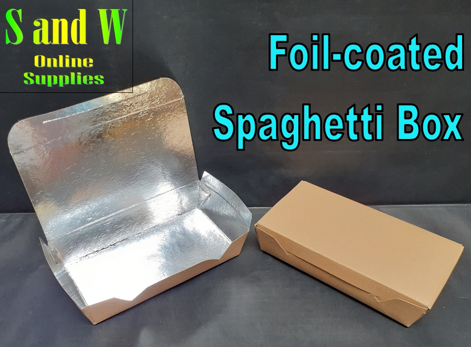 Spaghetti Box foil-coated, Silver Brown Paper Take-out box, 50 Pieces ...